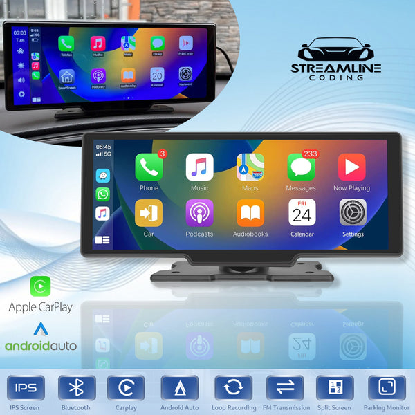 PORTABLE CARPLAY & ANDROID AUTO SCREENS – www.streamlinecoding.co.uk